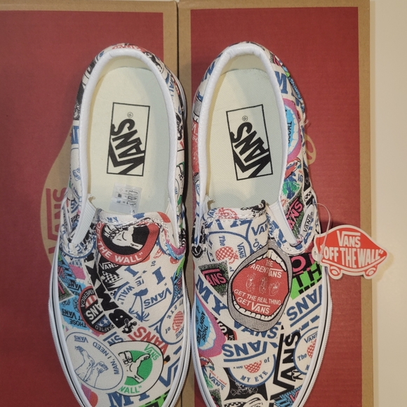Vans | Shoes | Vans Slipon Mashup Stickers Skate Shoes | Poshmark